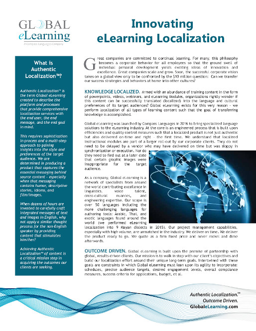 Innovating Localization | Annapolis, MD | Global eLearning